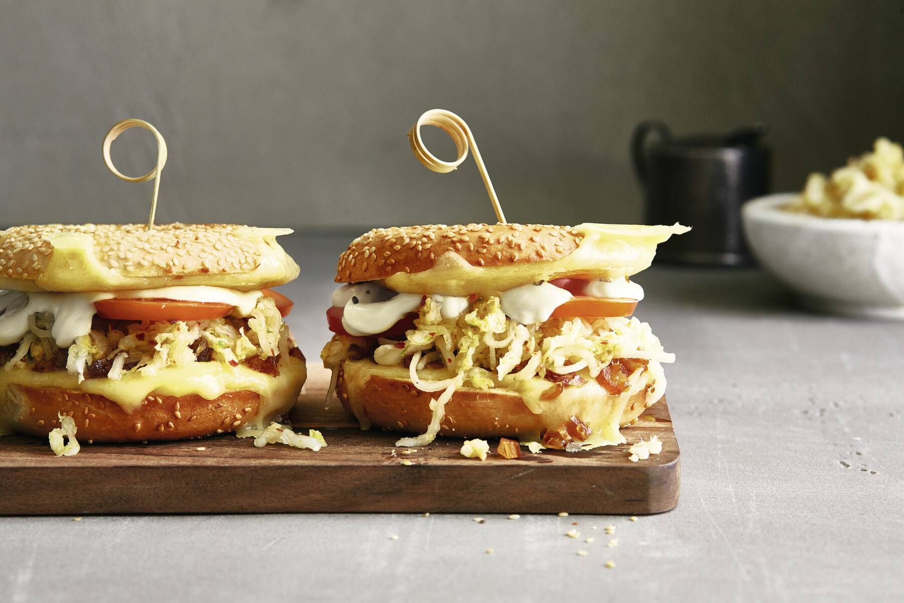 Bagels mit Kimchi und Käse Rezept | Küchengötter