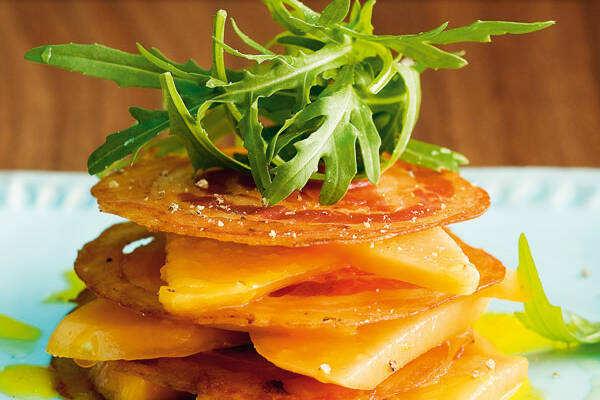 Pancetta-Chips mit Honigmelone und Rucola Rezept | Küchengötter