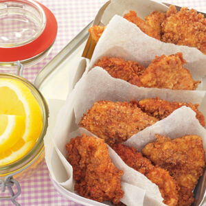 Schnitzel-Sticks mit Gurkendip Rezept | Küchengötter