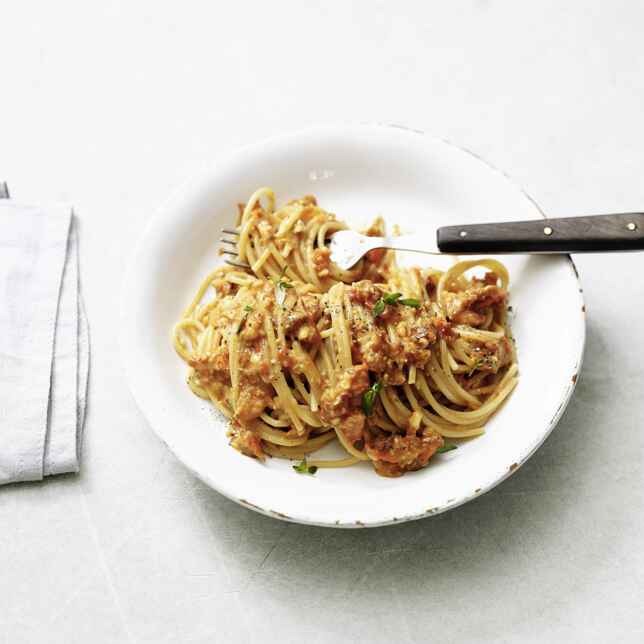Spaghetti mit veganem Ragout Rezept | Küchengötter